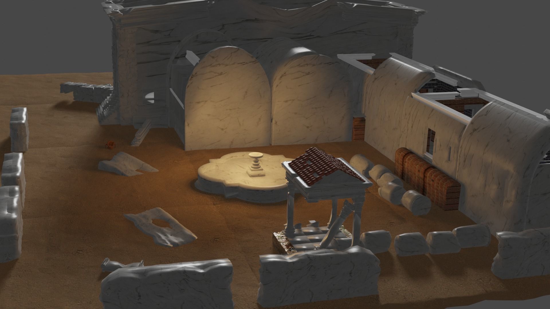 Roman Baths reconstruction and ruins 3D model | CGTrader