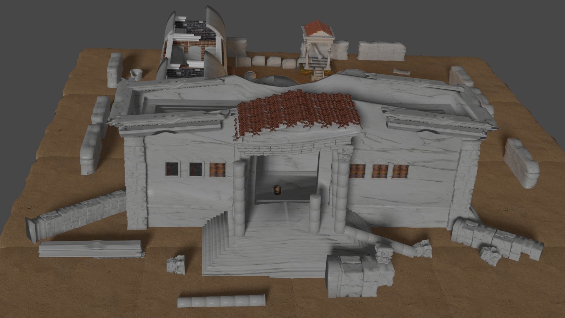 Roman Baths reconstruction and ruins 3D model | CGTrader