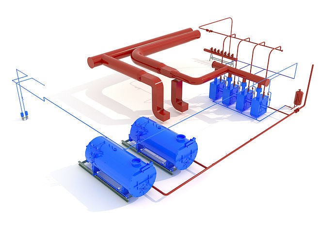 Industrial boiler room 3D model | CGTrader