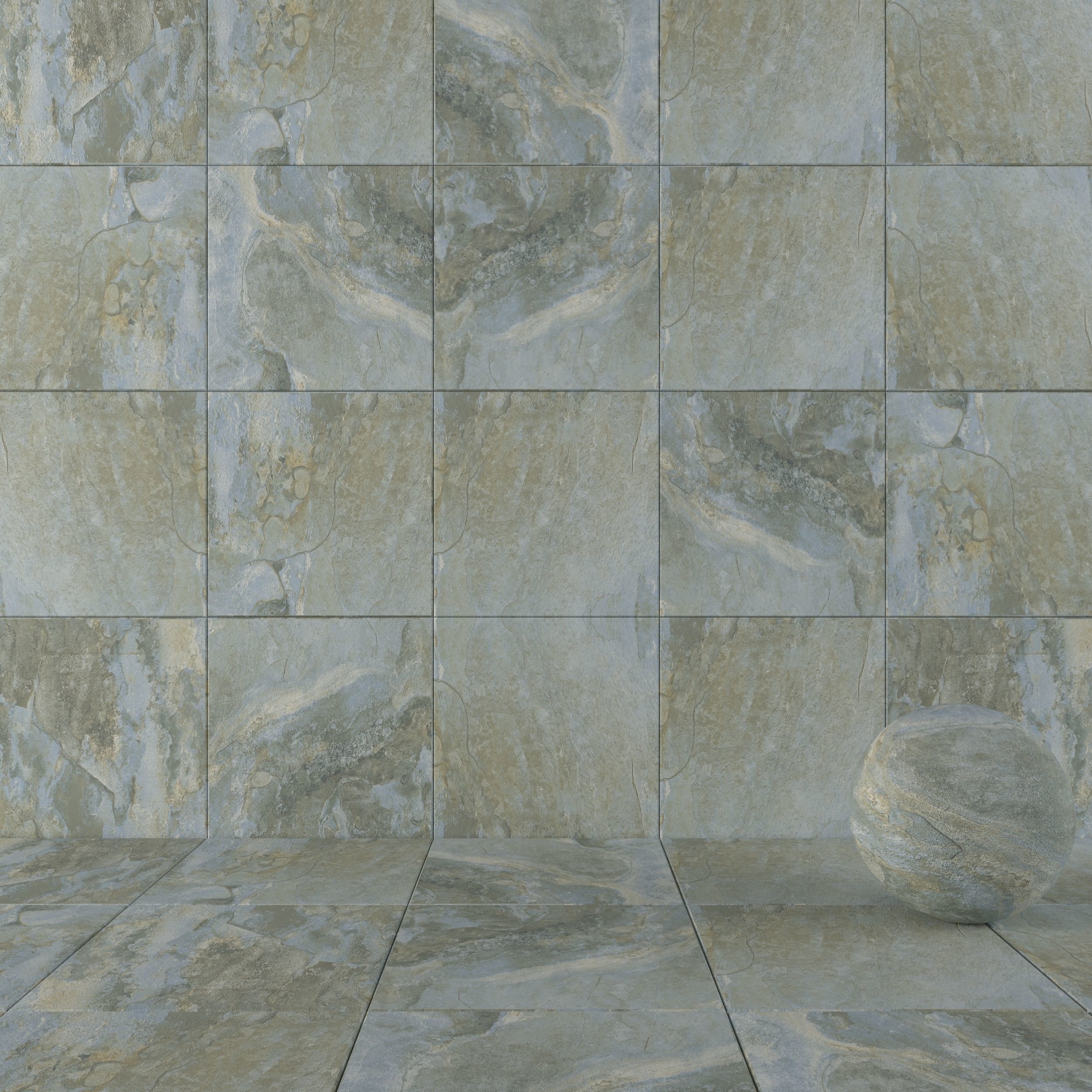 3D Stone Wall Tiles Key Stone Blue 80x80 | CGTrader