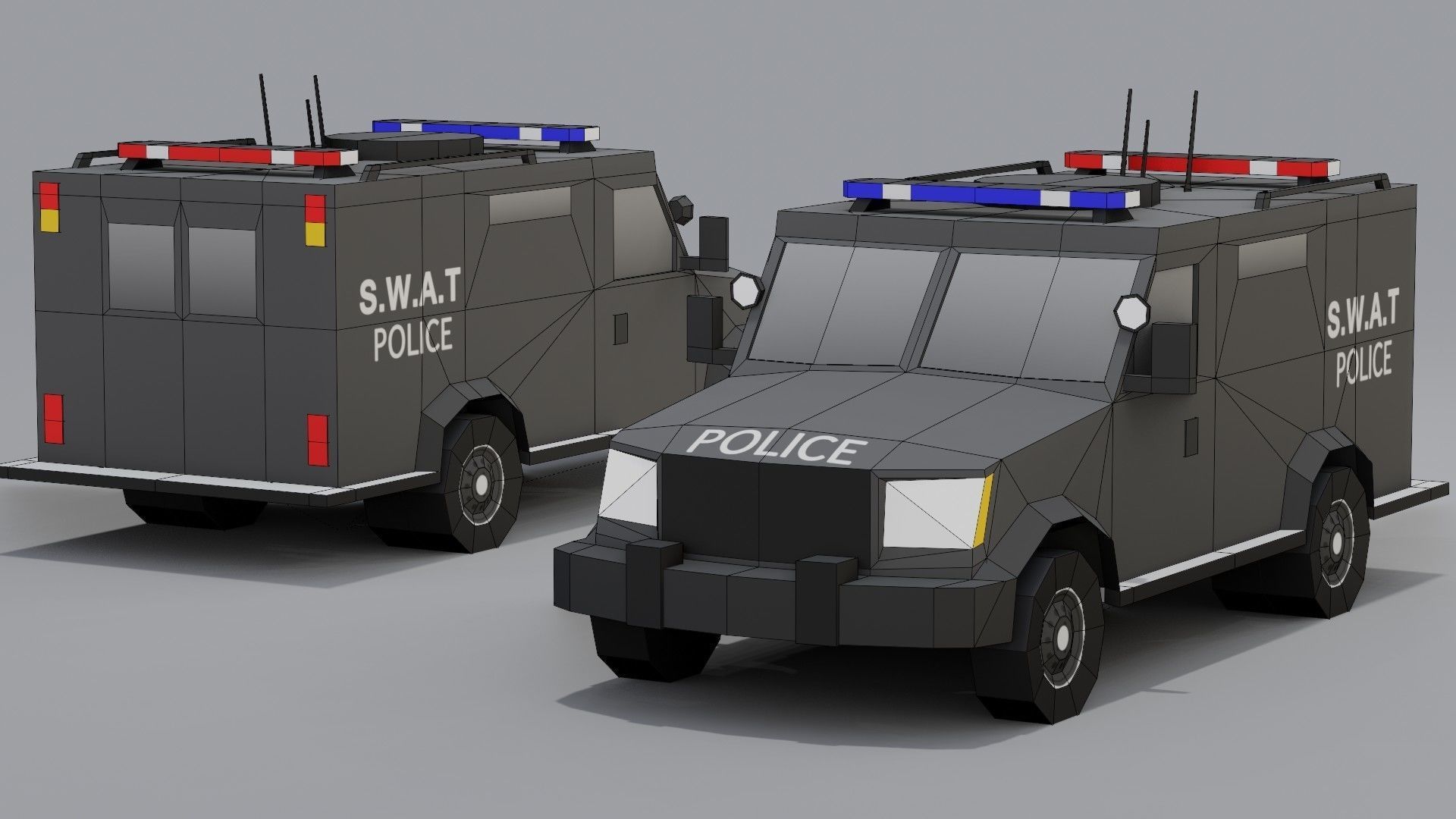 3D model Low Poly Police car pack VR / AR / low-poly | CGTrader