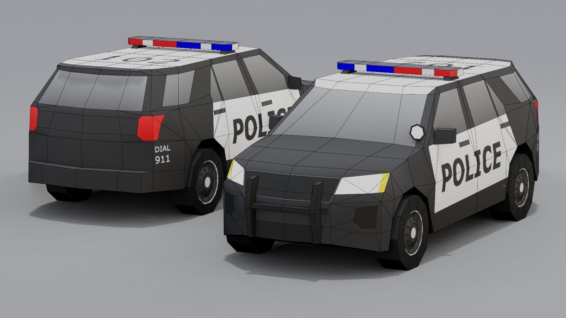 3D model Low Poly Police car pack VR / AR / low-poly | CGTrader
