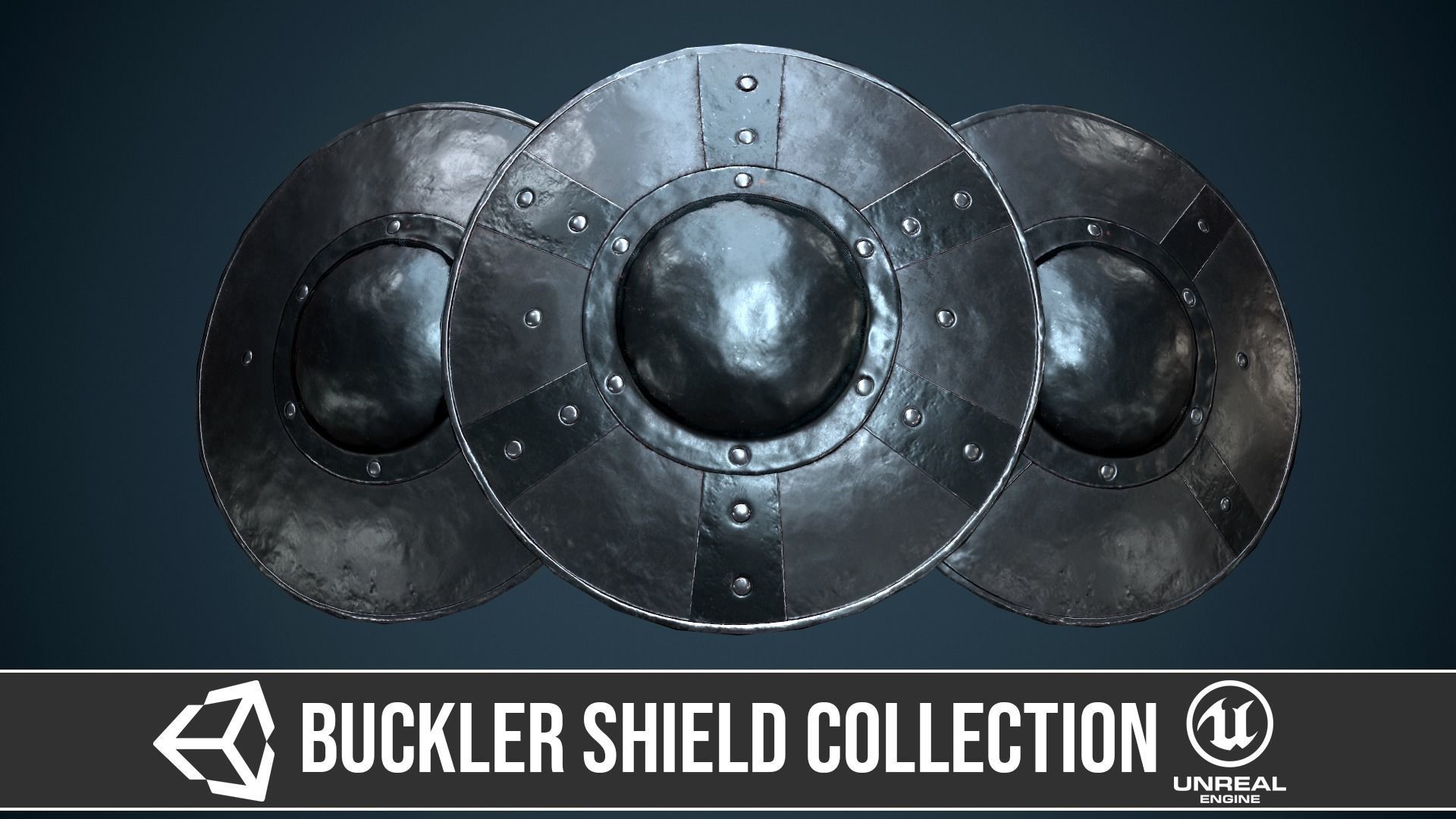 Buckler shield collection OBJ FBX STL