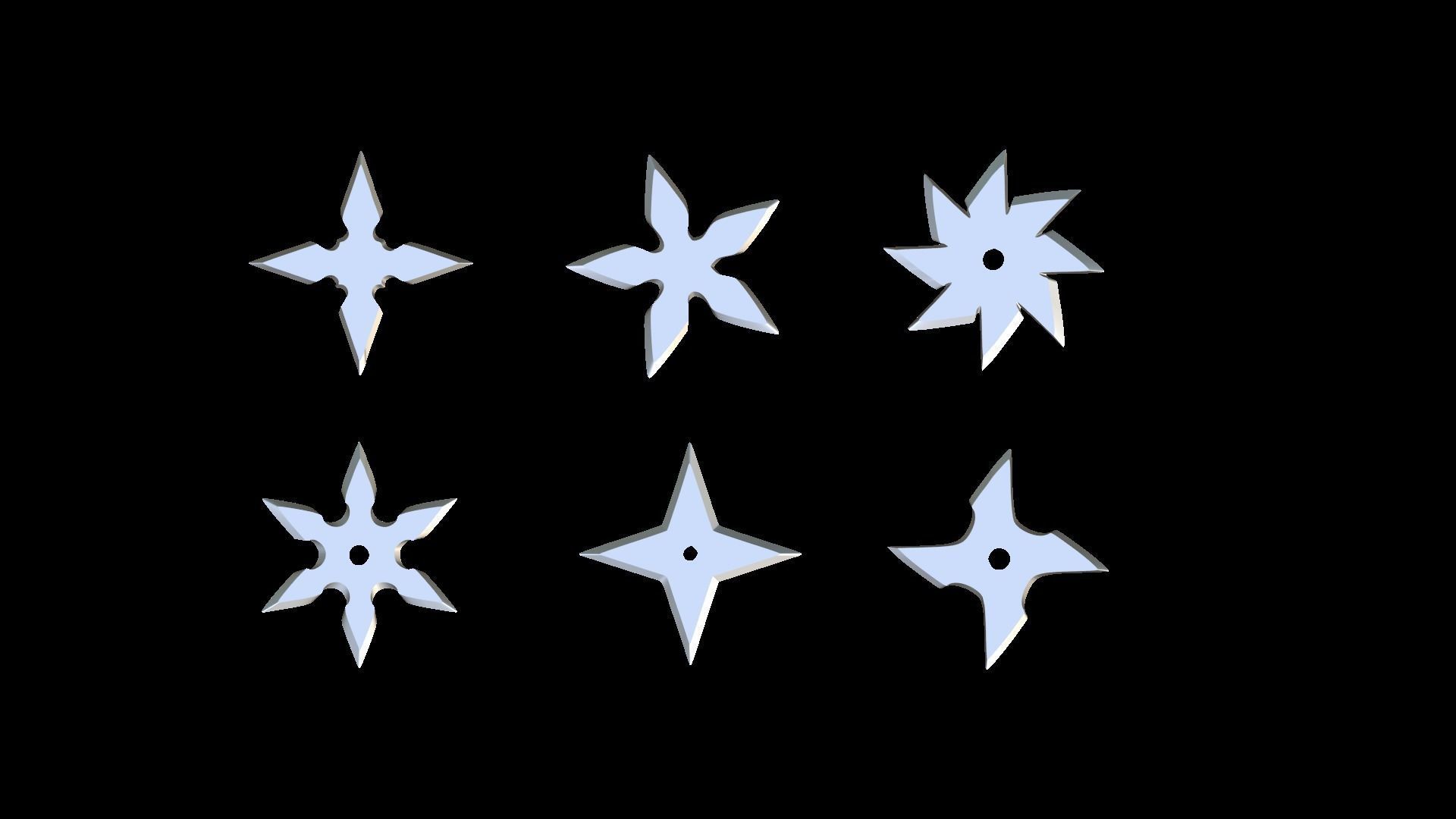 Set of 6 shurikens ready to print japan 3D model | CGTrader