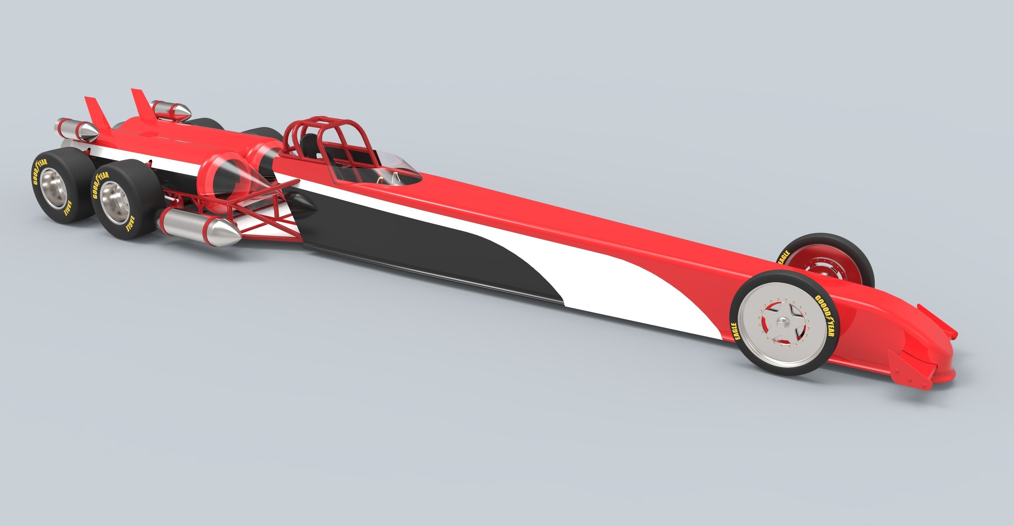 Twin-engined jet dragster 3D model | CGTrader