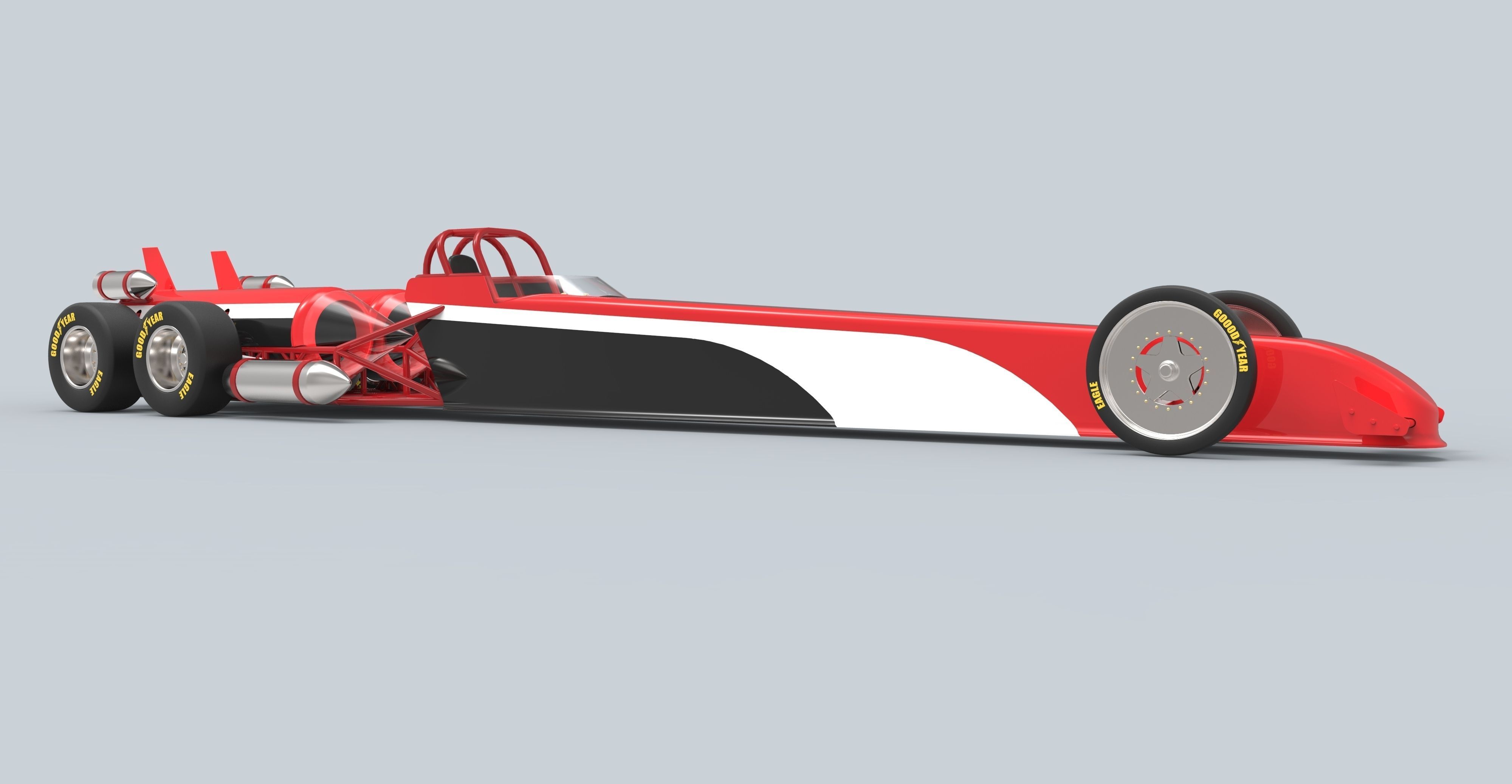 Twin-engined jet dragster 3D model | CGTrader