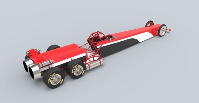 Twin-engined jet dragster 3D model | CGTrader