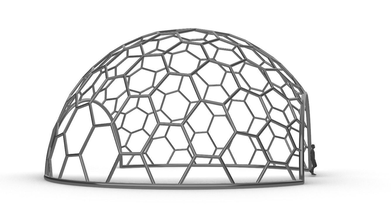 Hexagonal Dome structure Geodesic Like Wireframe Design V2 3D model ...