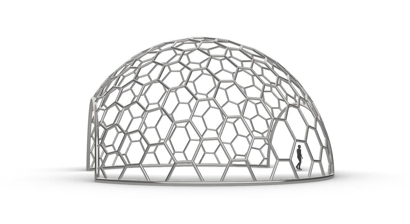 Hexagonal Dome structure Geodesic Like Wireframe Design V3 3D model ...