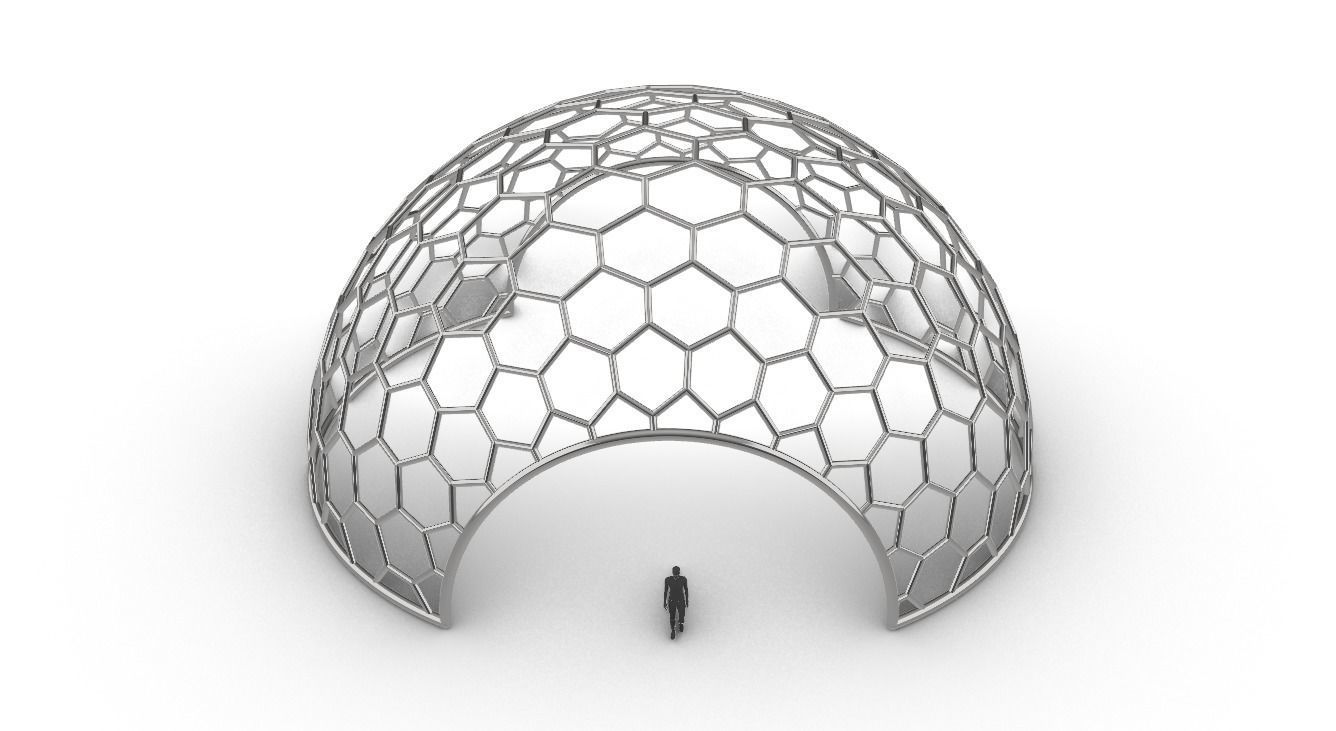 Hexagonal Dome structure Geodesic Like Wireframe Design V3 3D model ...