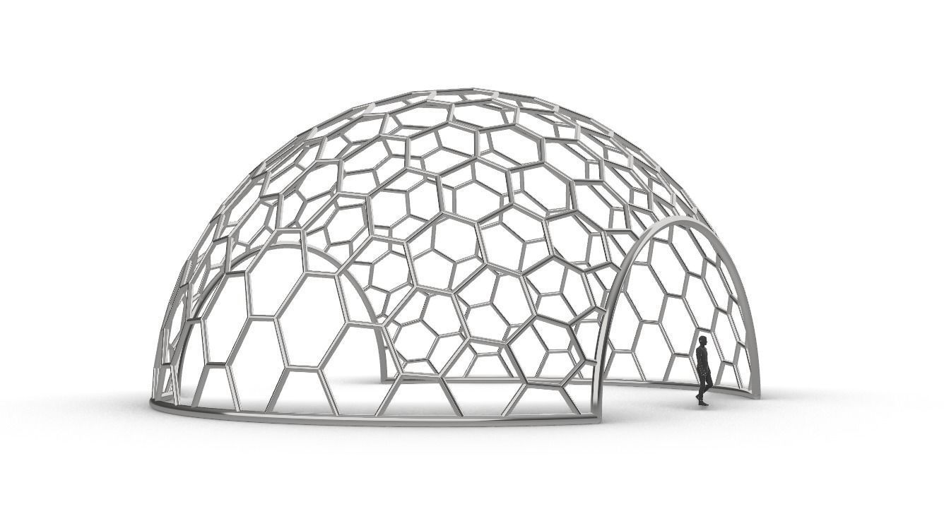 Hexagonal Dome structure Geodesic Like Wireframe Design V3 3D model ...