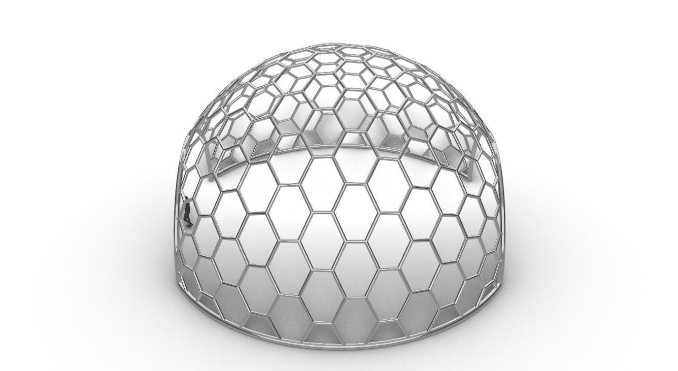 Hexagonal Dome structure Geodesic Like Wireframe Design V3 3D model ...