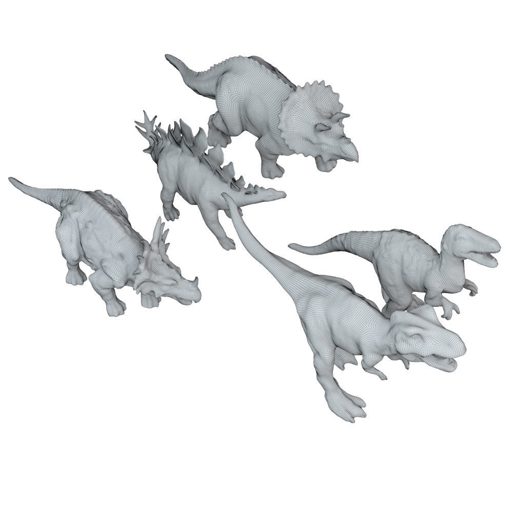 Collection of colored dinosaurs 3D model | CGTrader