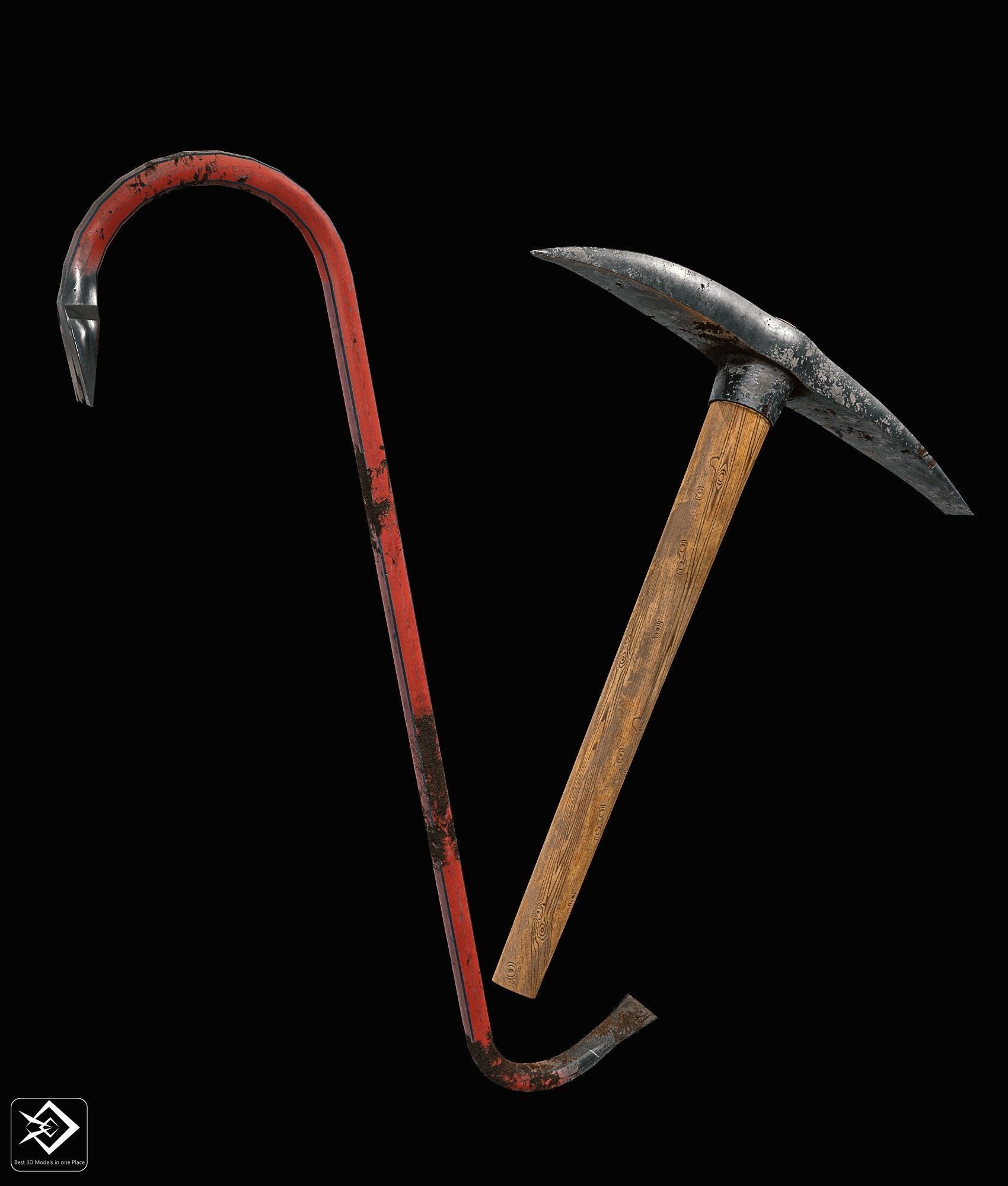 Crowbar and Old Pickaxe 3D model | CGTrader