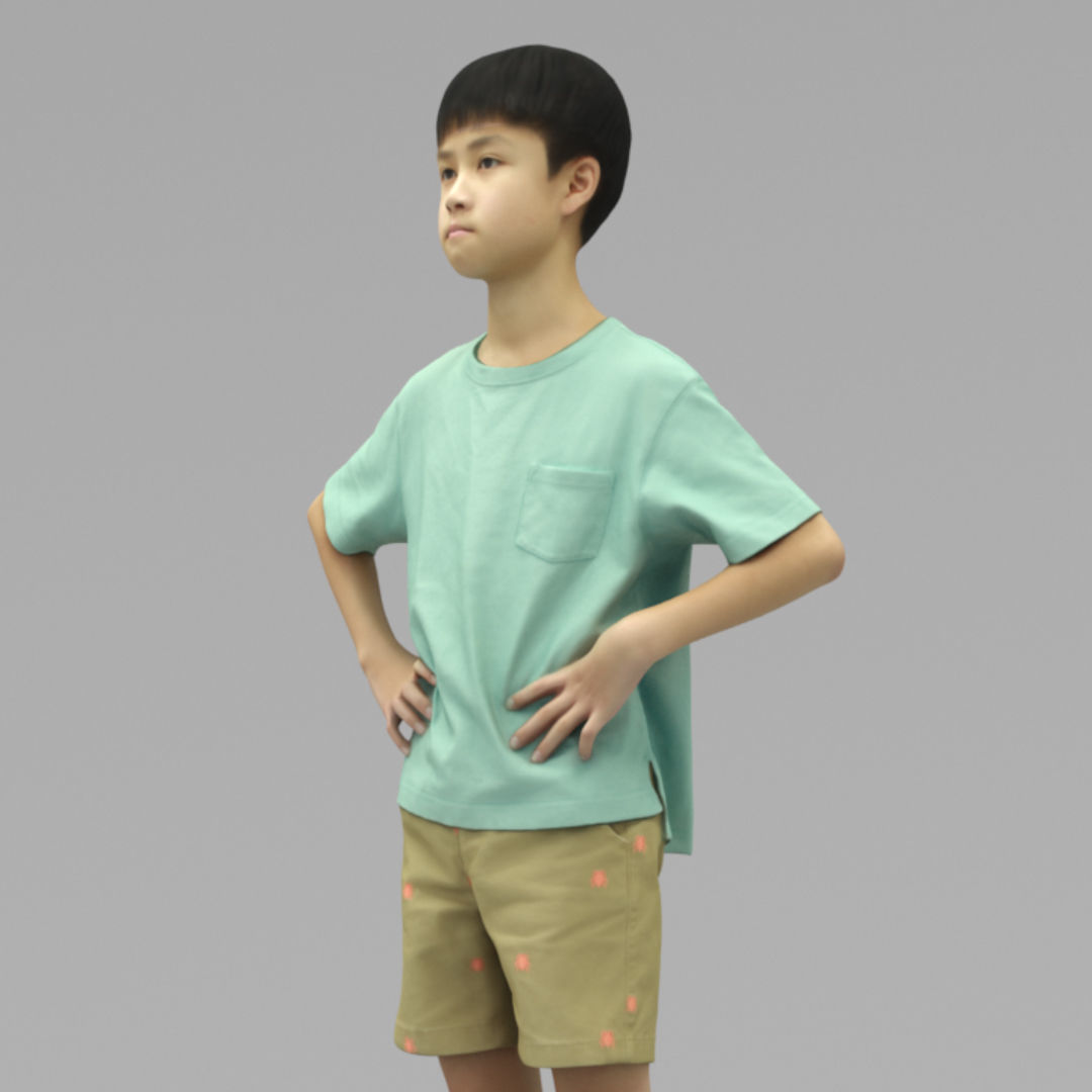 A Cool Boy In Akimbo Posture In Half Body Portrait 3D model | CGTrader