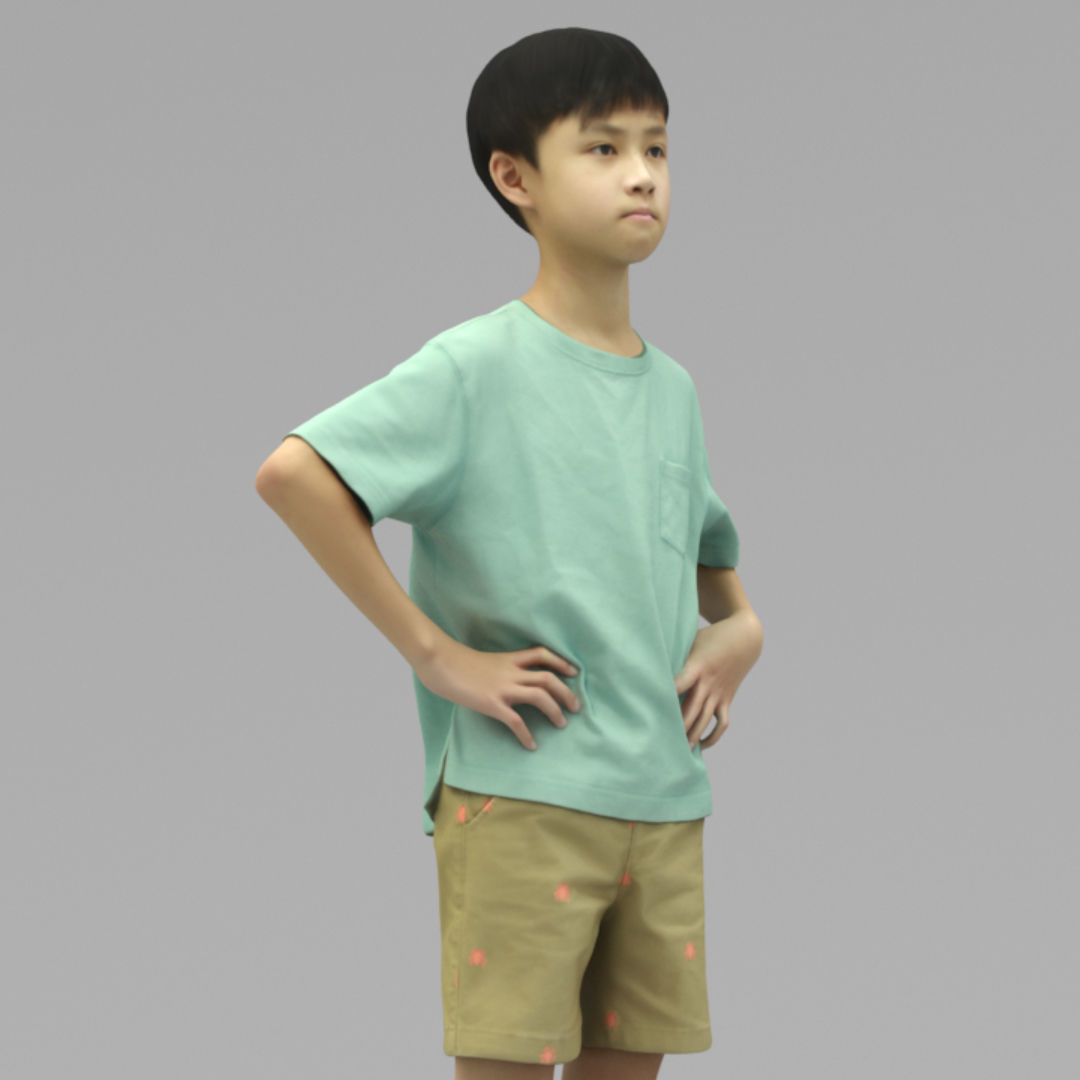 A Cool Boy In Akimbo Posture In Half Body Portrait 3D model | CGTrader