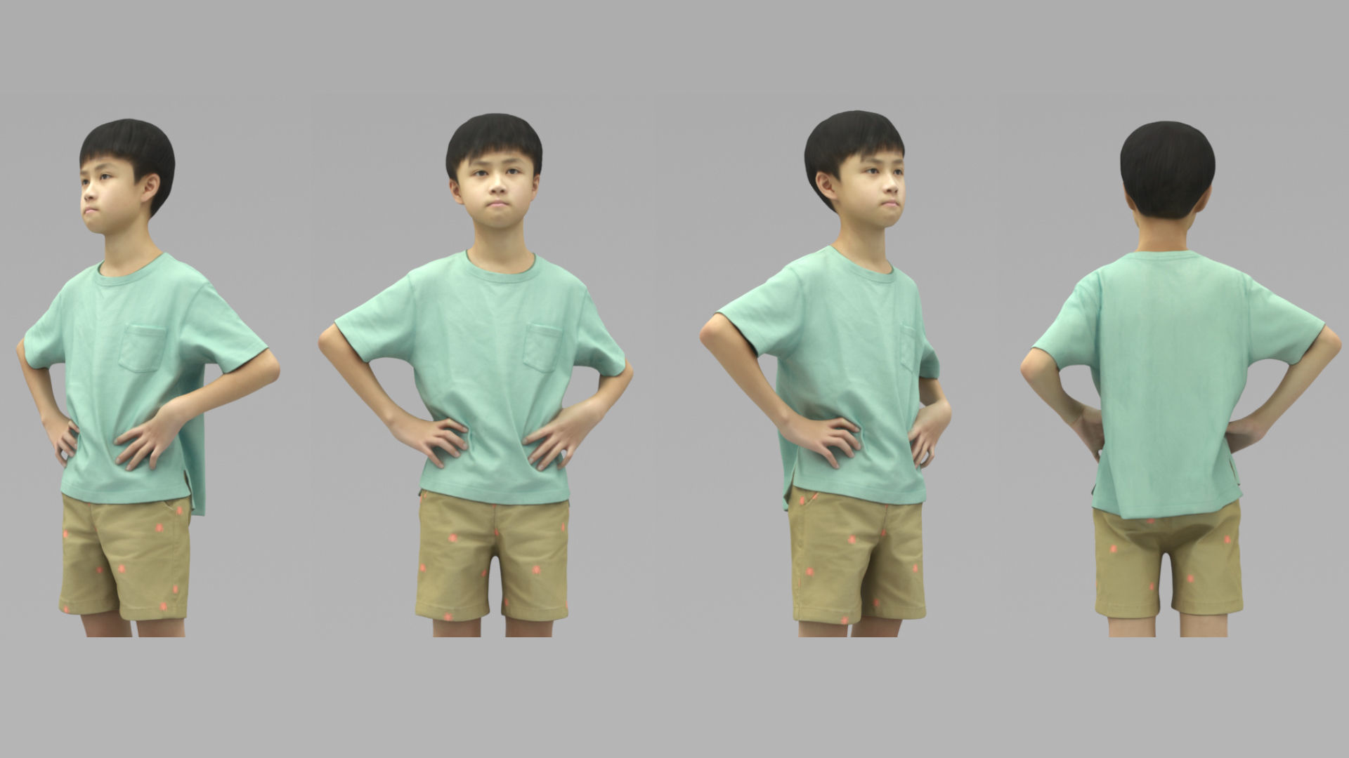 A Cool Boy In Akimbo Posture In Half Body Portrait 3D model | CGTrader