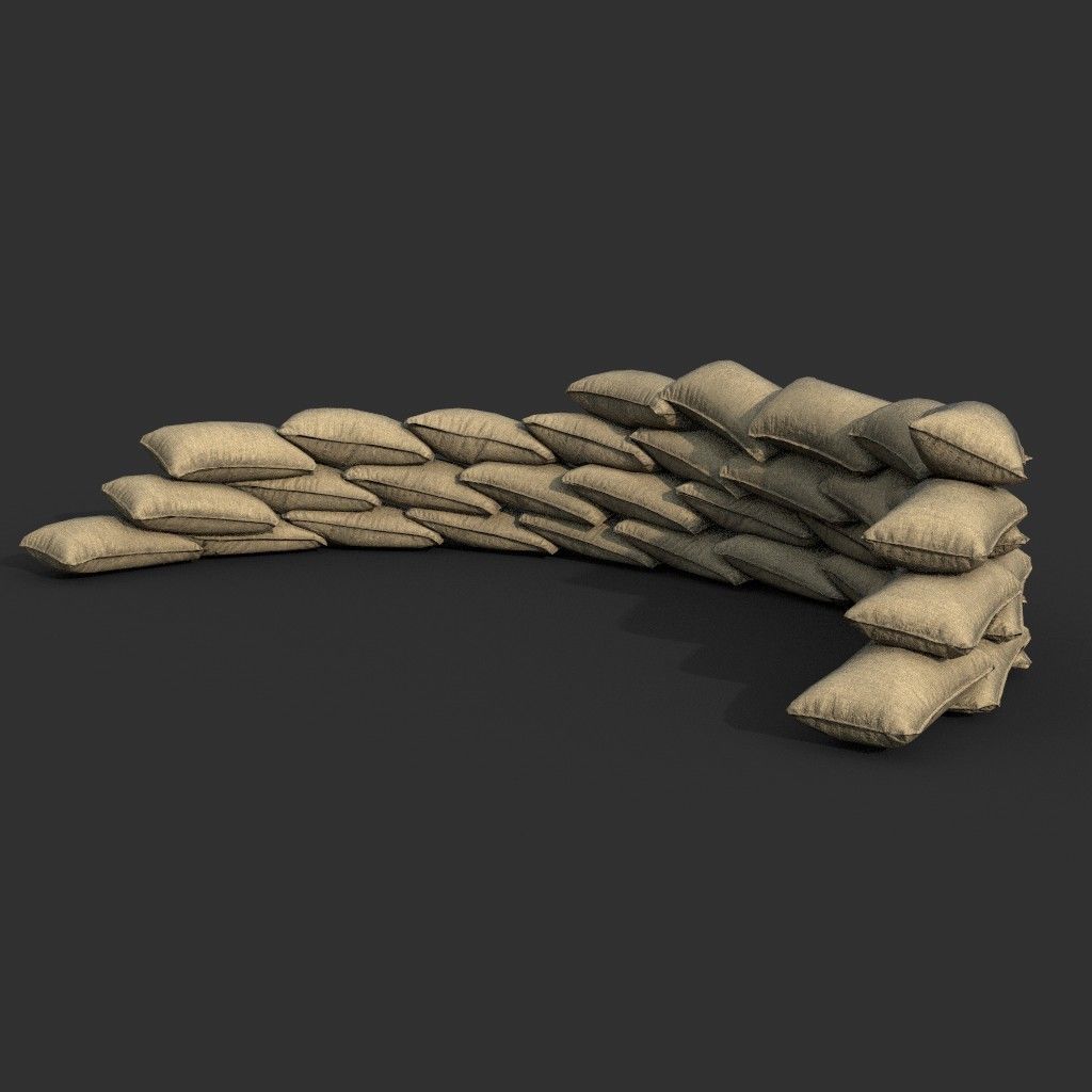 Low poly Sandbag Pack 200203 free VR / AR / low-poly 3D model | CGTrader