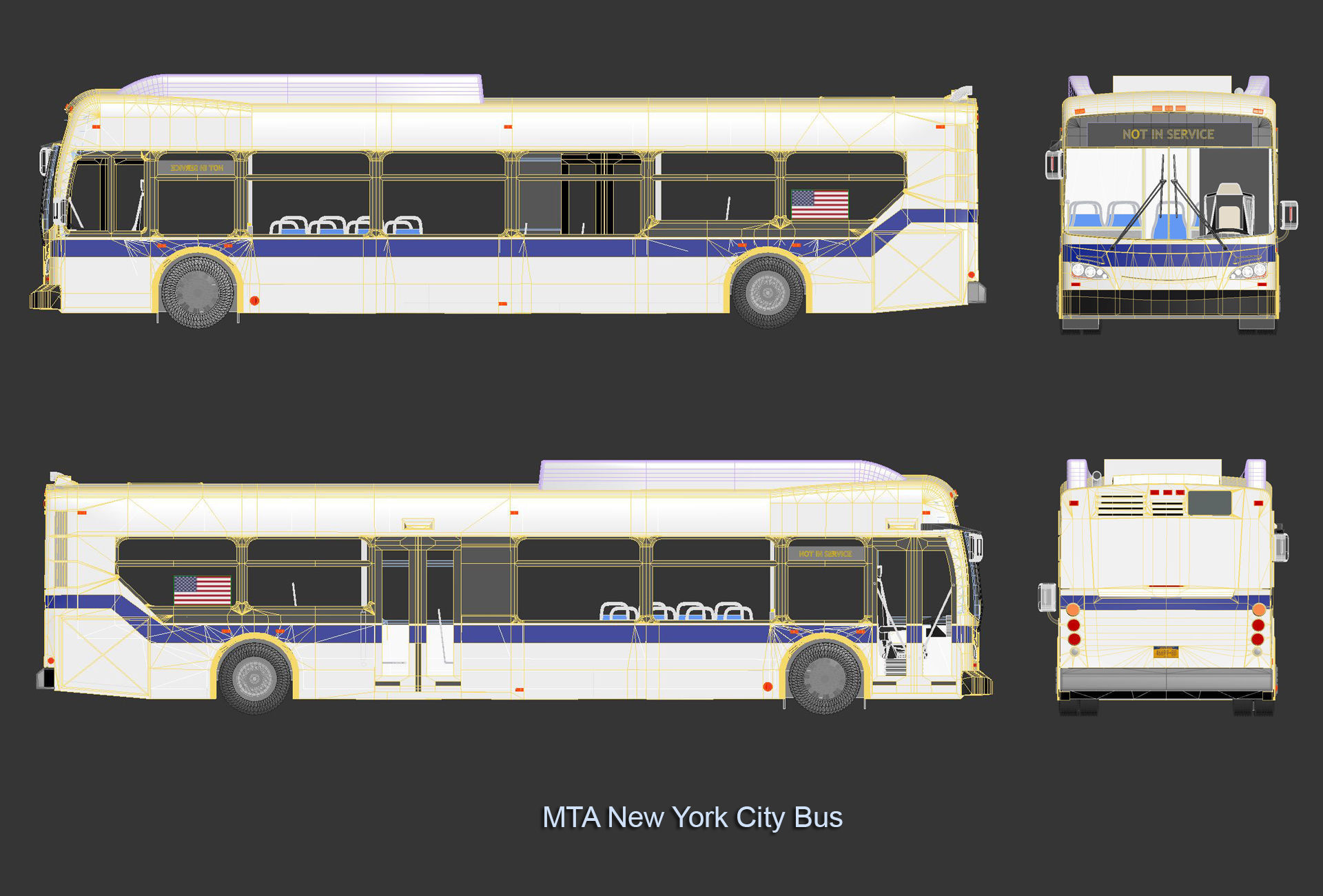 MTA New York City Bus 3D model rigged | CGTrader