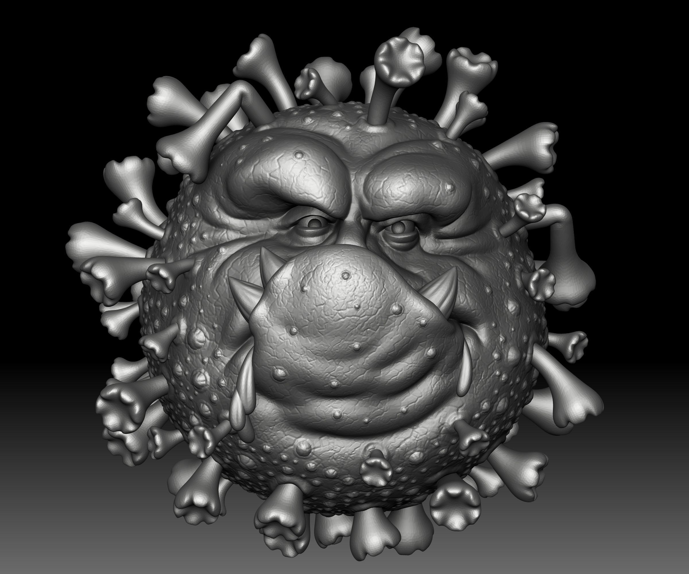 COVID-19 monster 3D printable Stay Negative STL file 3D model 3D ...