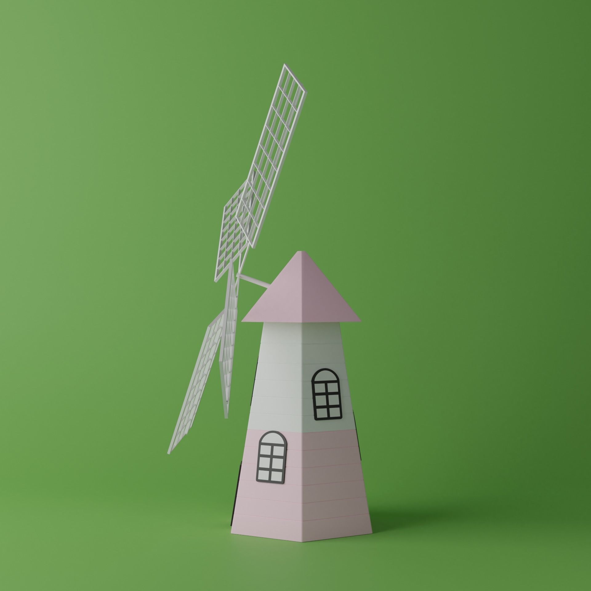 3D model Cartoon Pink Windmill VR / AR / low-poly | CGTrader
