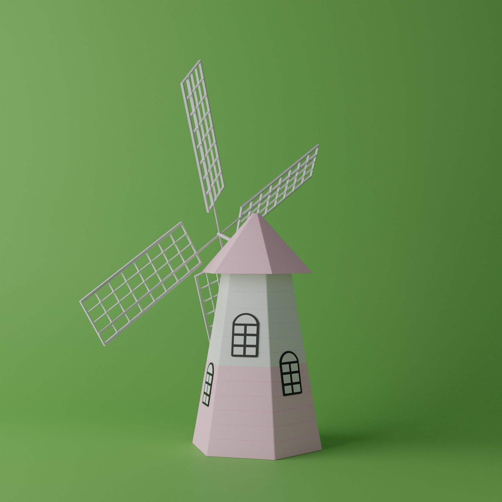 3D model Cartoon Pink Windmill VR / AR / low-poly | CGTrader