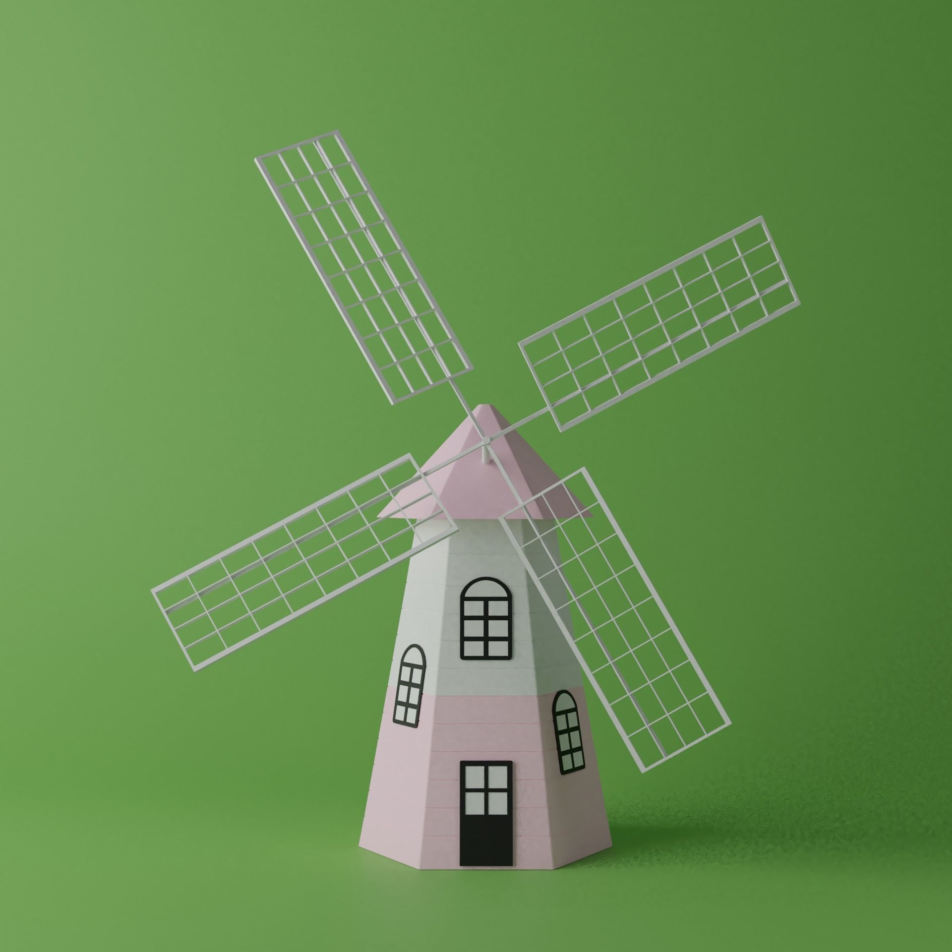 3D model Cartoon Pink Windmill VR / AR / low-poly | CGTrader