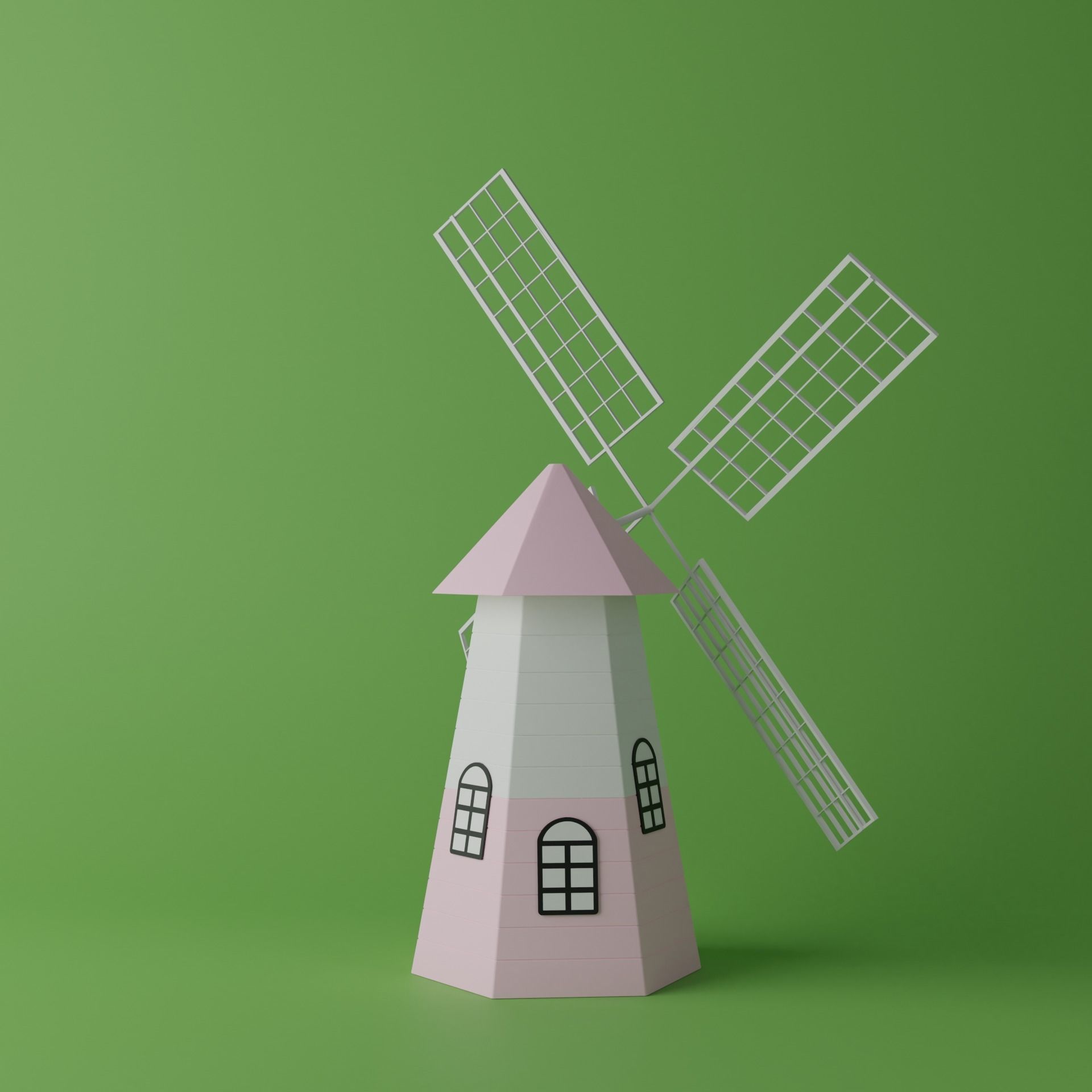 3D model Cartoon Pink Windmill VR / AR / low-poly | CGTrader