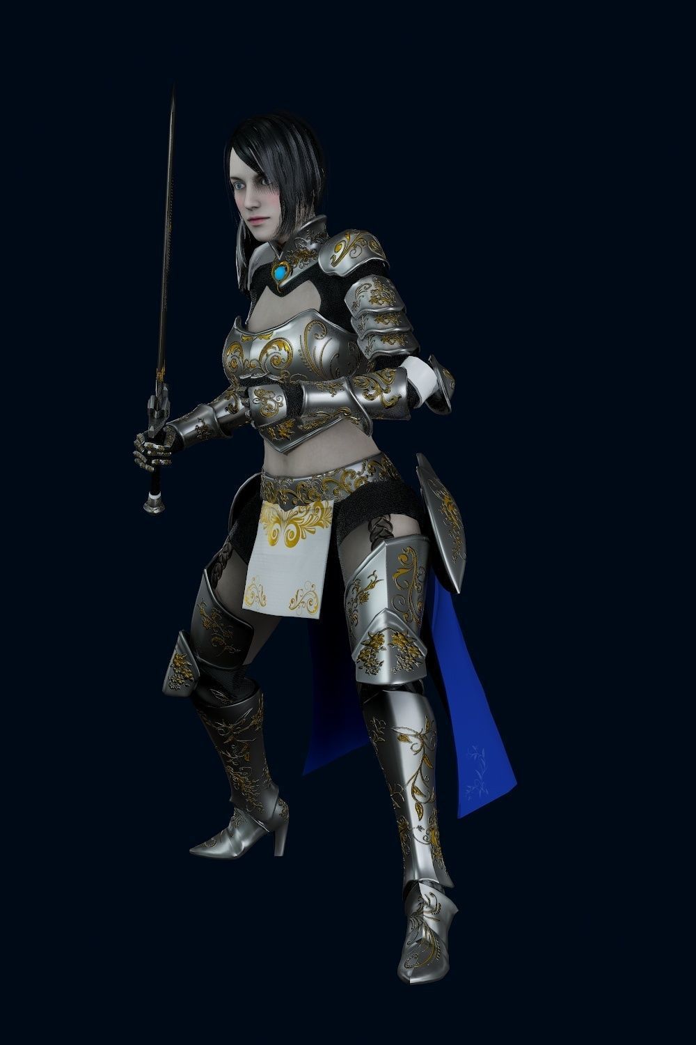 3D model Female Knight Character Low-poly 3D model VR / AR / low-poly ...
