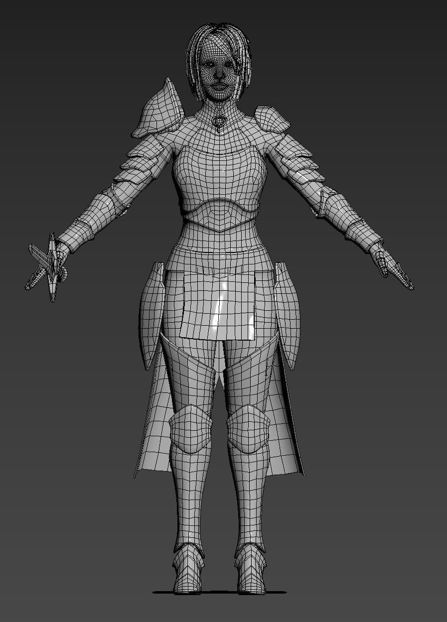 3D model Female Knight Character Low-poly 3D model VR / AR / low-poly ...