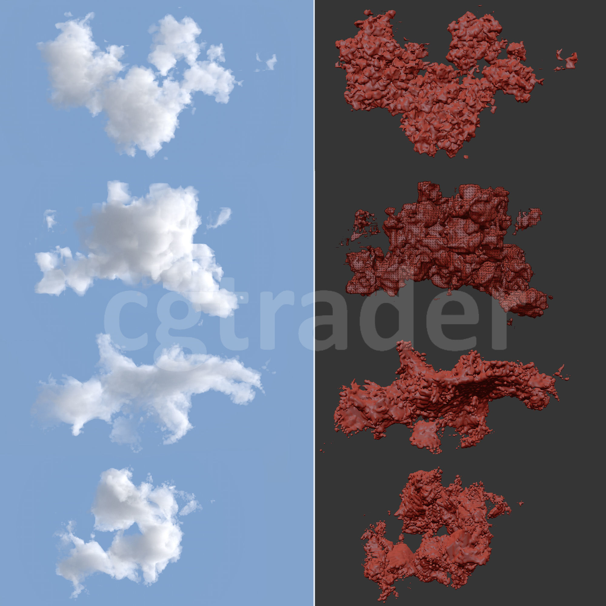 60 Polygon Cloud Pack 3D model | CGTrader