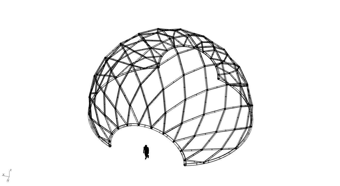 Diagonal Wireframe Dome Architectural Stand Alone Structure v2 3D model ...