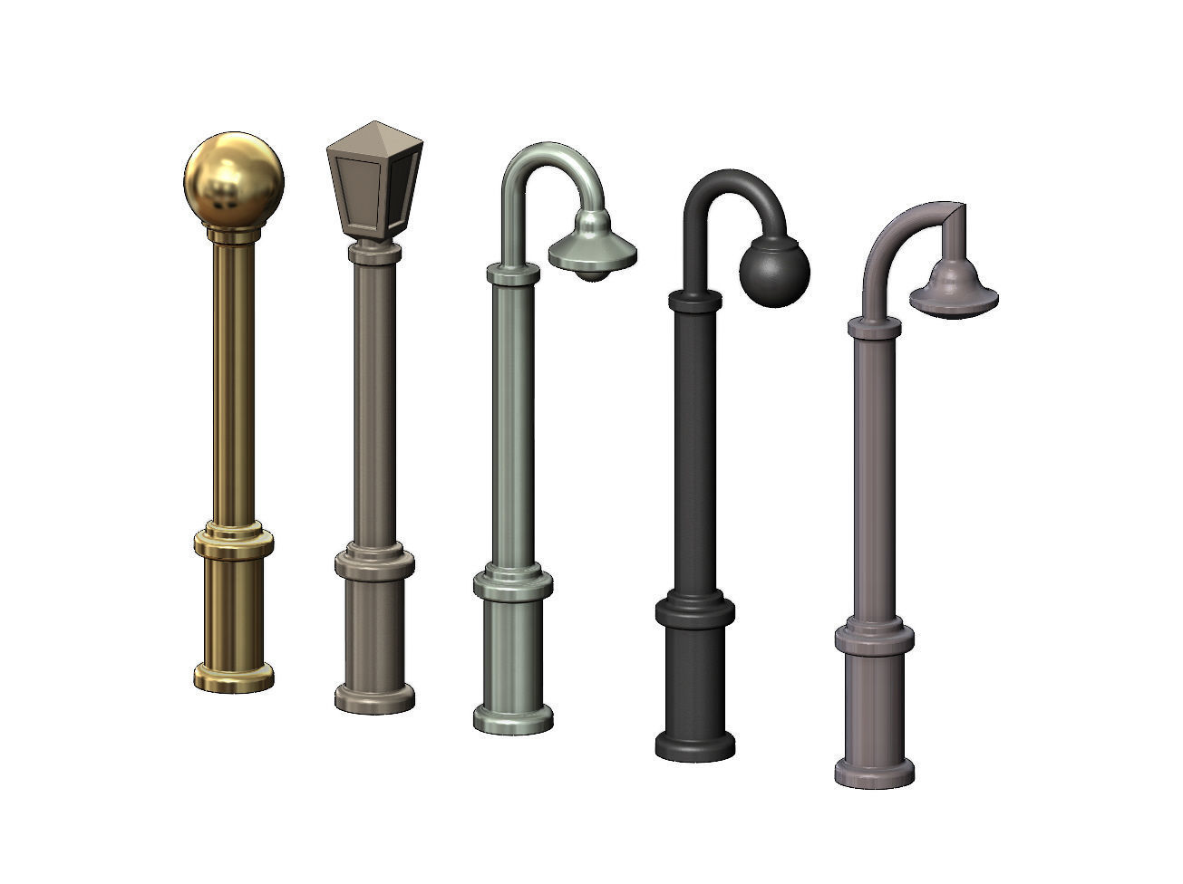 Miniature Modern Street Lamps props 3D model 3D printable | CGTrader