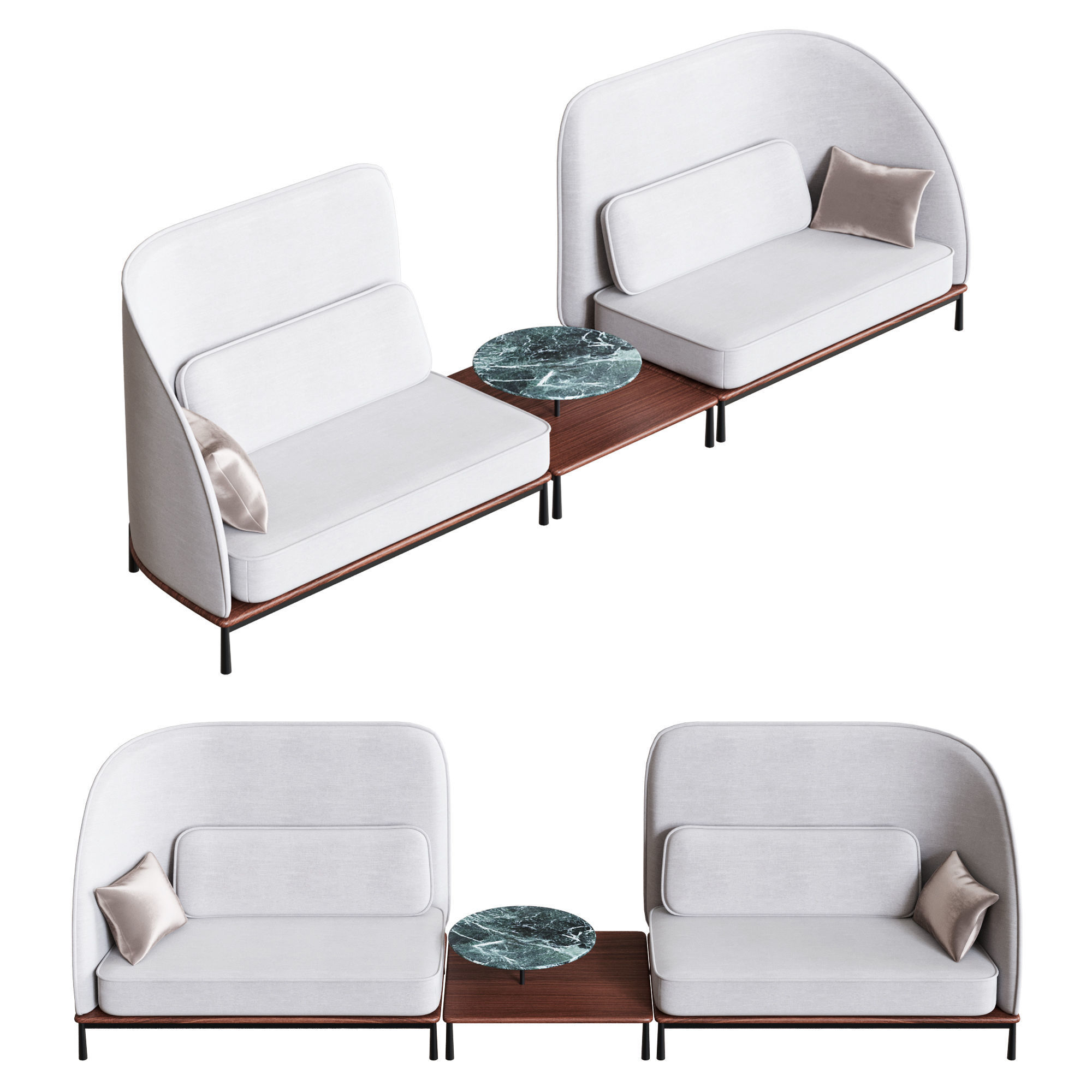 Stellar Works - Arc Sofa Highback L R and Arc Coffee Table 3D model ...
