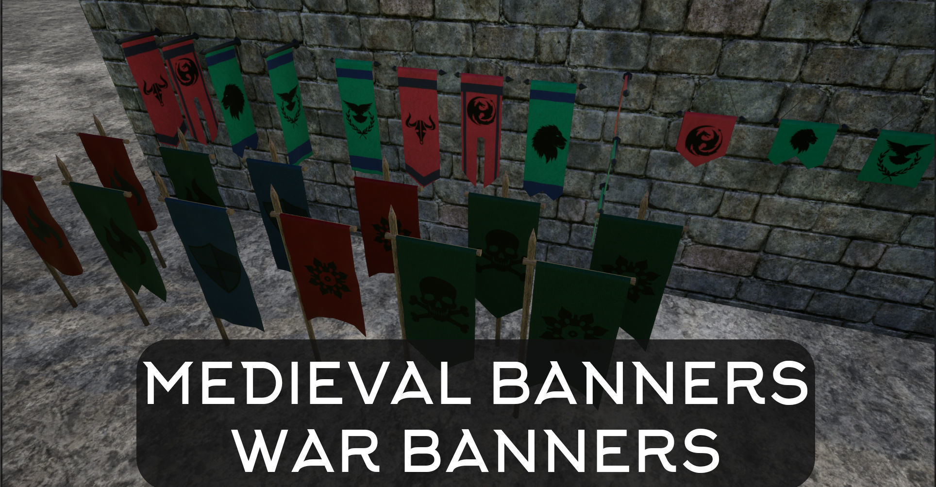 Medieval War Banner Collection 3D model | CGTrader