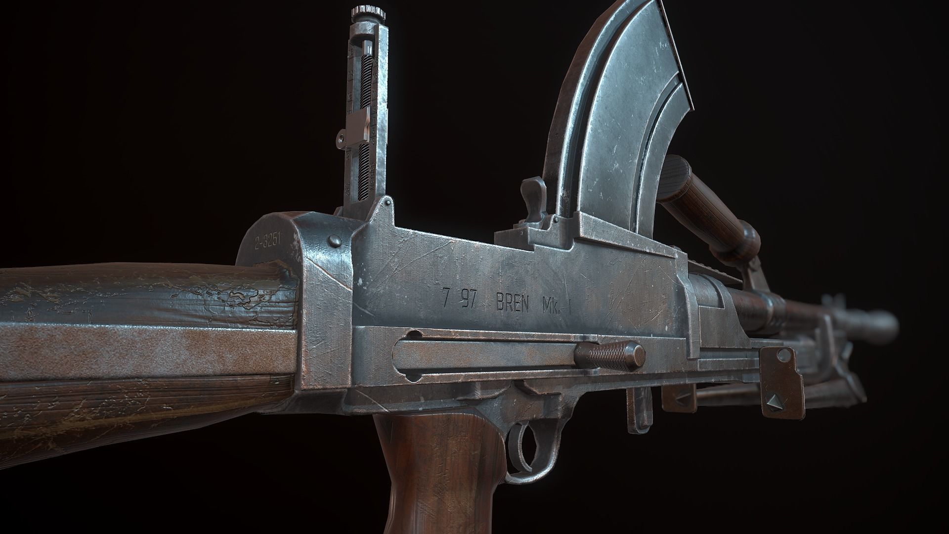 3D model Bren Mk II WW2 Machine Gun low-poly PBR VR / AR / low-poly ...
