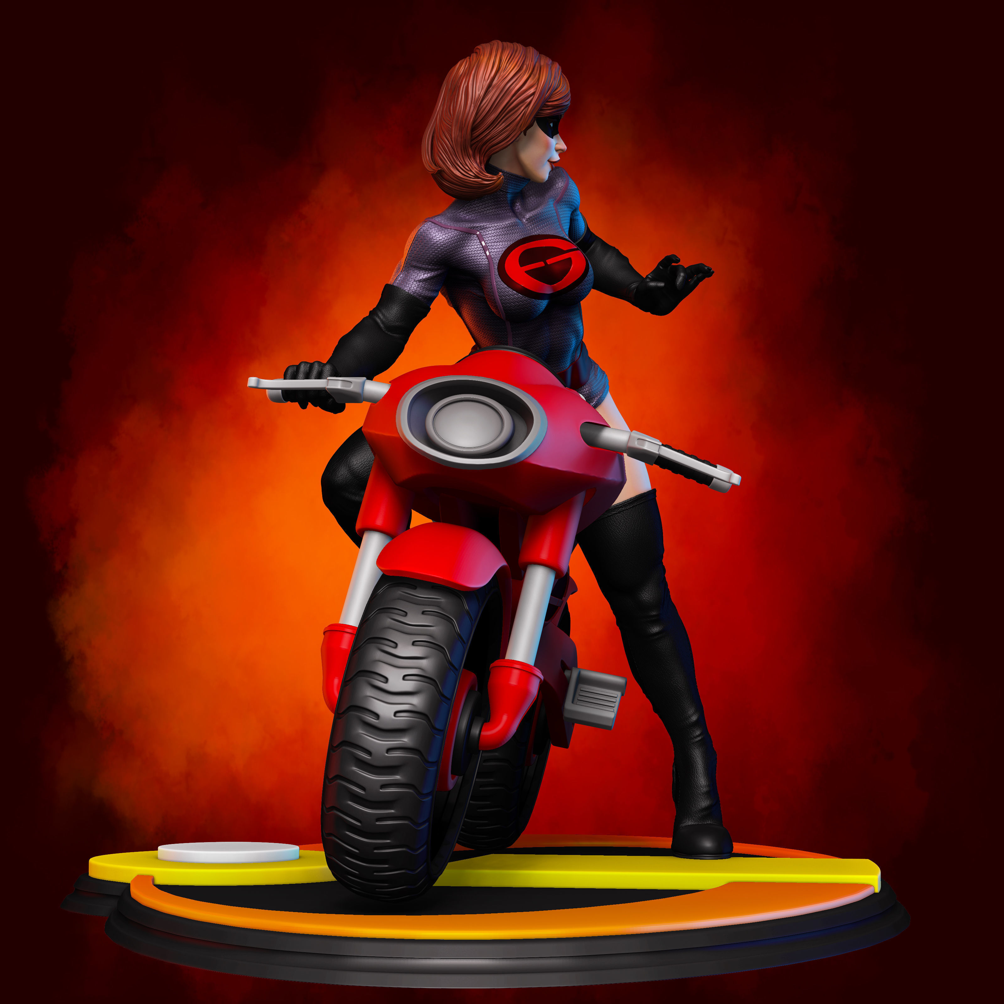 Elastigirl and Elasticycle - The Incredibles Fan Art 3D model 3D ...