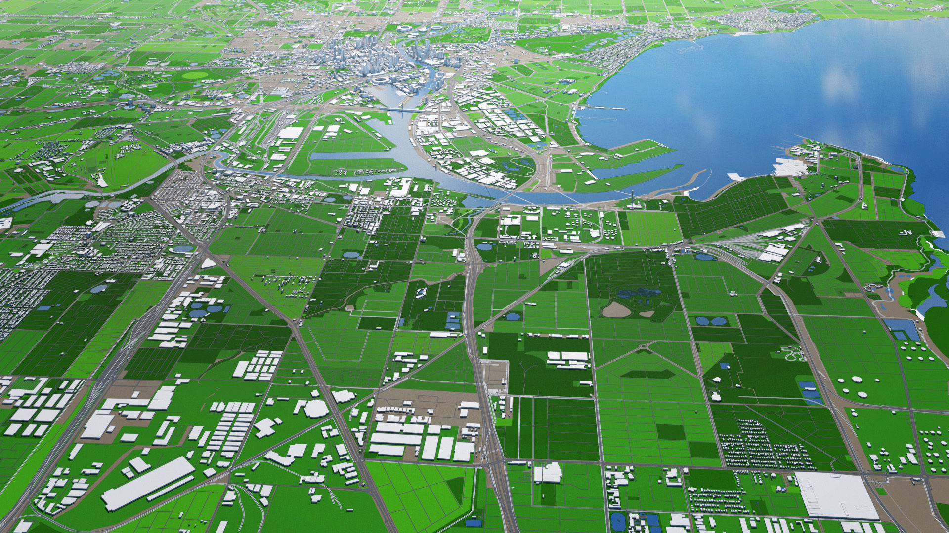 3D model Melbourne City And Surroundings Australia Low Poly VR AR VR ...