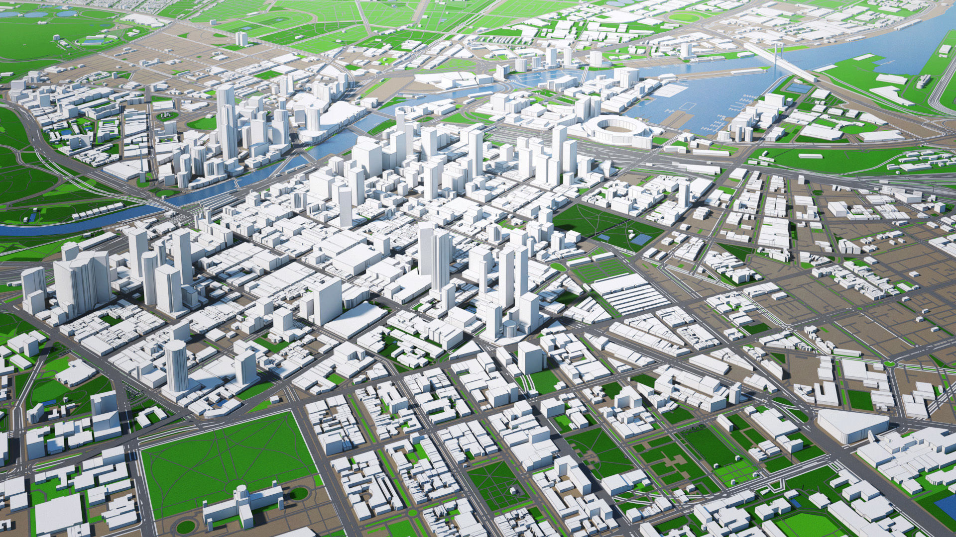 3D model Melbourne City And Surroundings Australia Low Poly VR AR VR ...