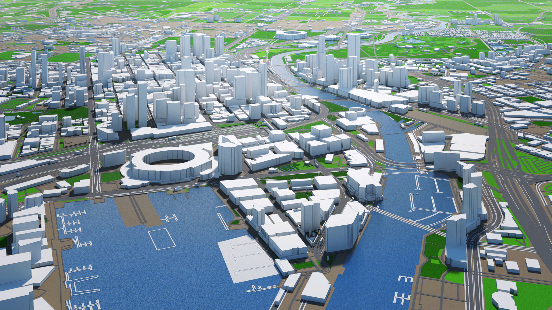 3D model Melbourne City And Surroundings Australia Low Poly VR AR VR ...