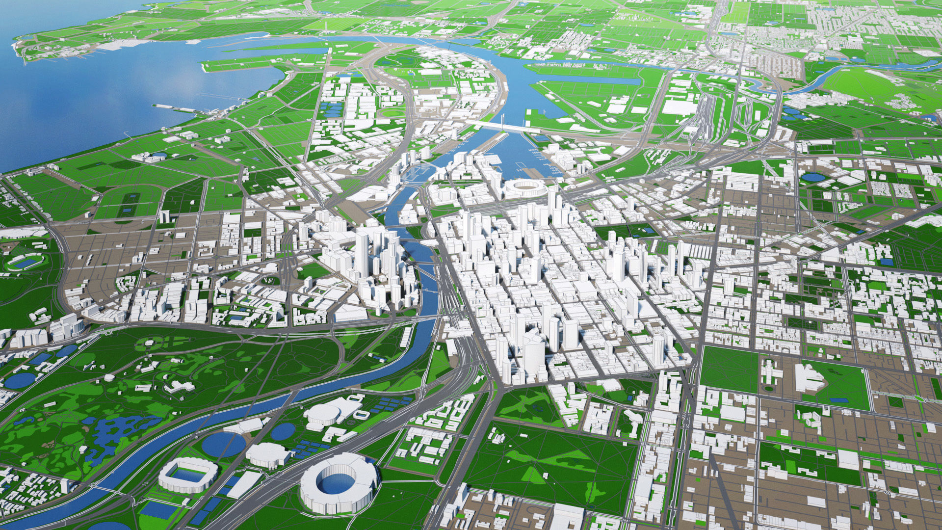 3D model Melbourne City And Surroundings Australia Low Poly VR AR VR ...