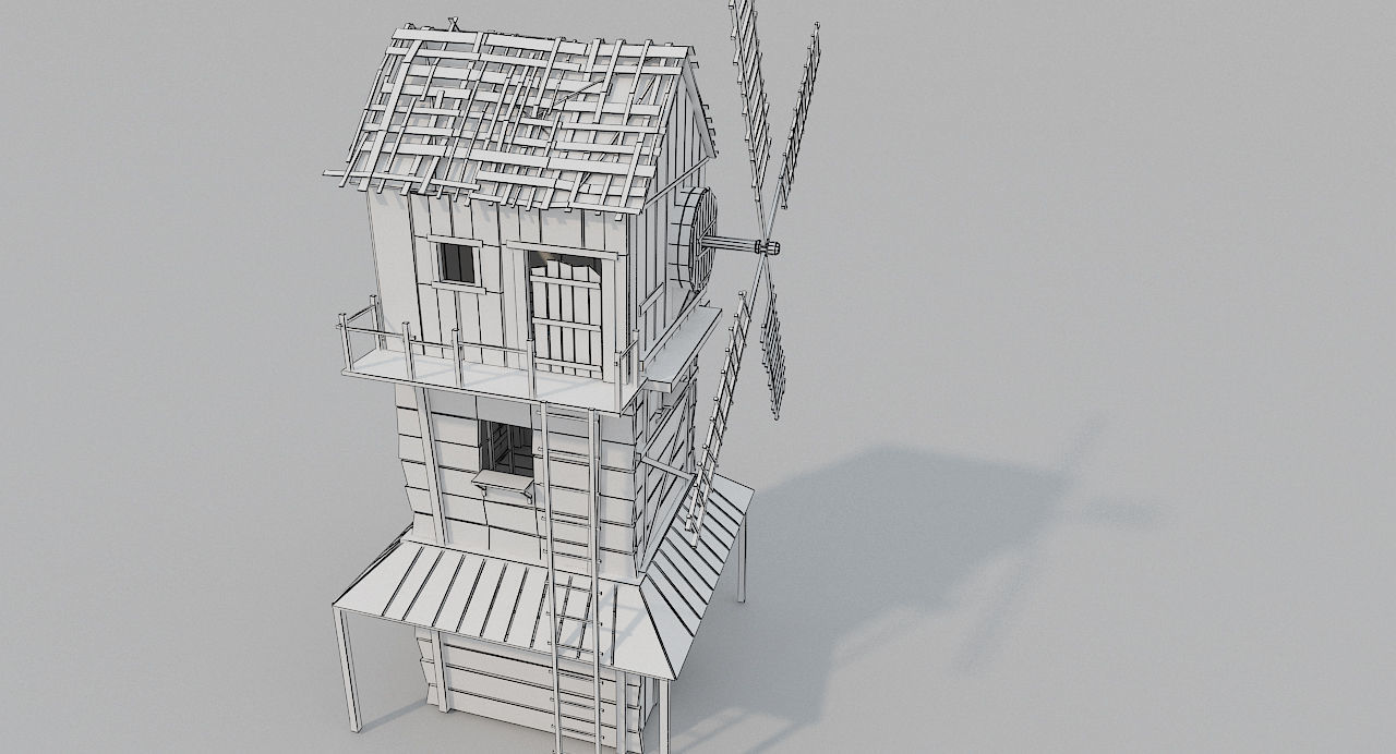 3D model Medieval Wooden Windmill PBR VR / AR / low-poly | CGTrader