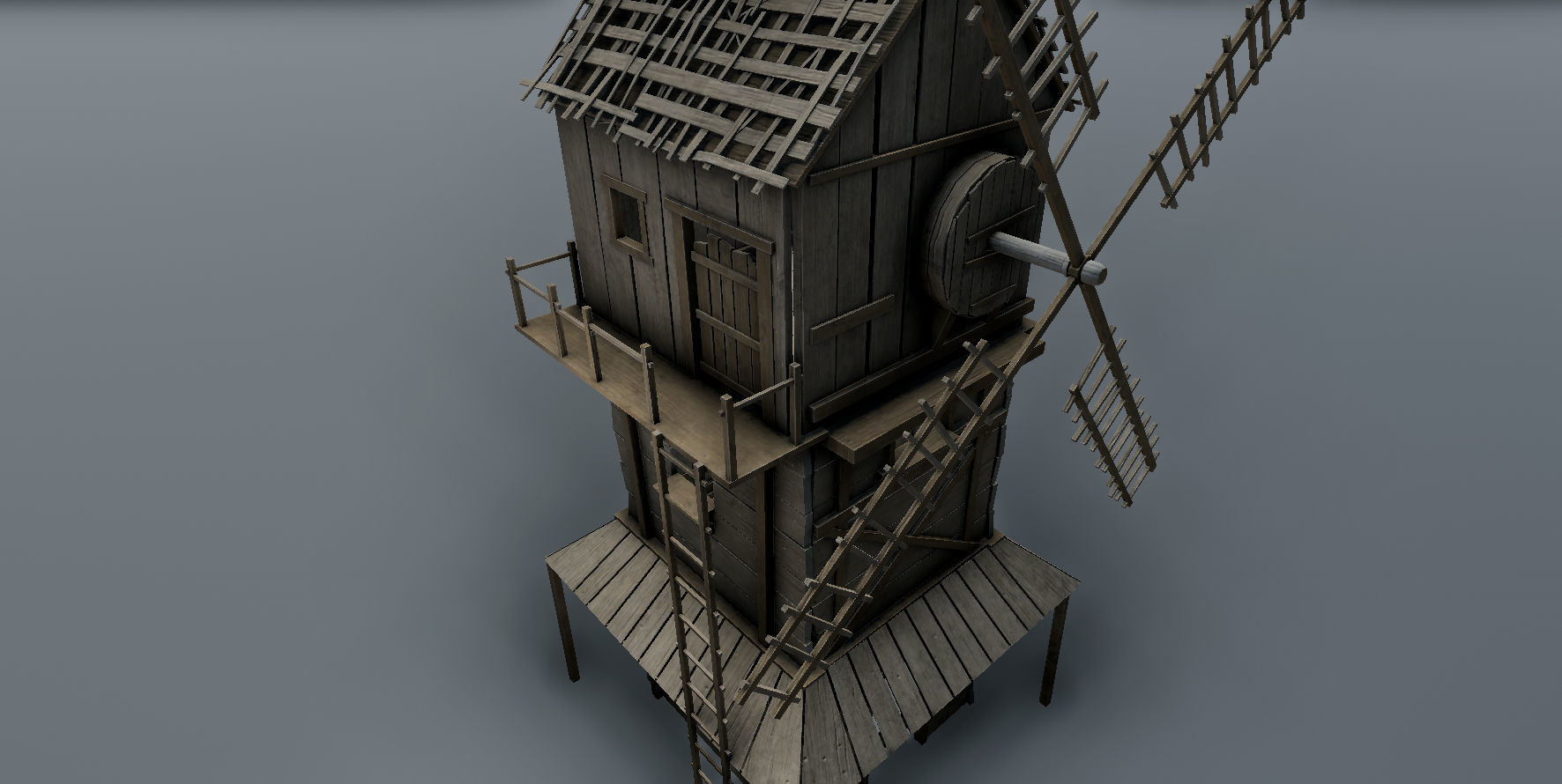 3D model Medieval Wooden Windmill PBR VR / AR / low-poly | CGTrader