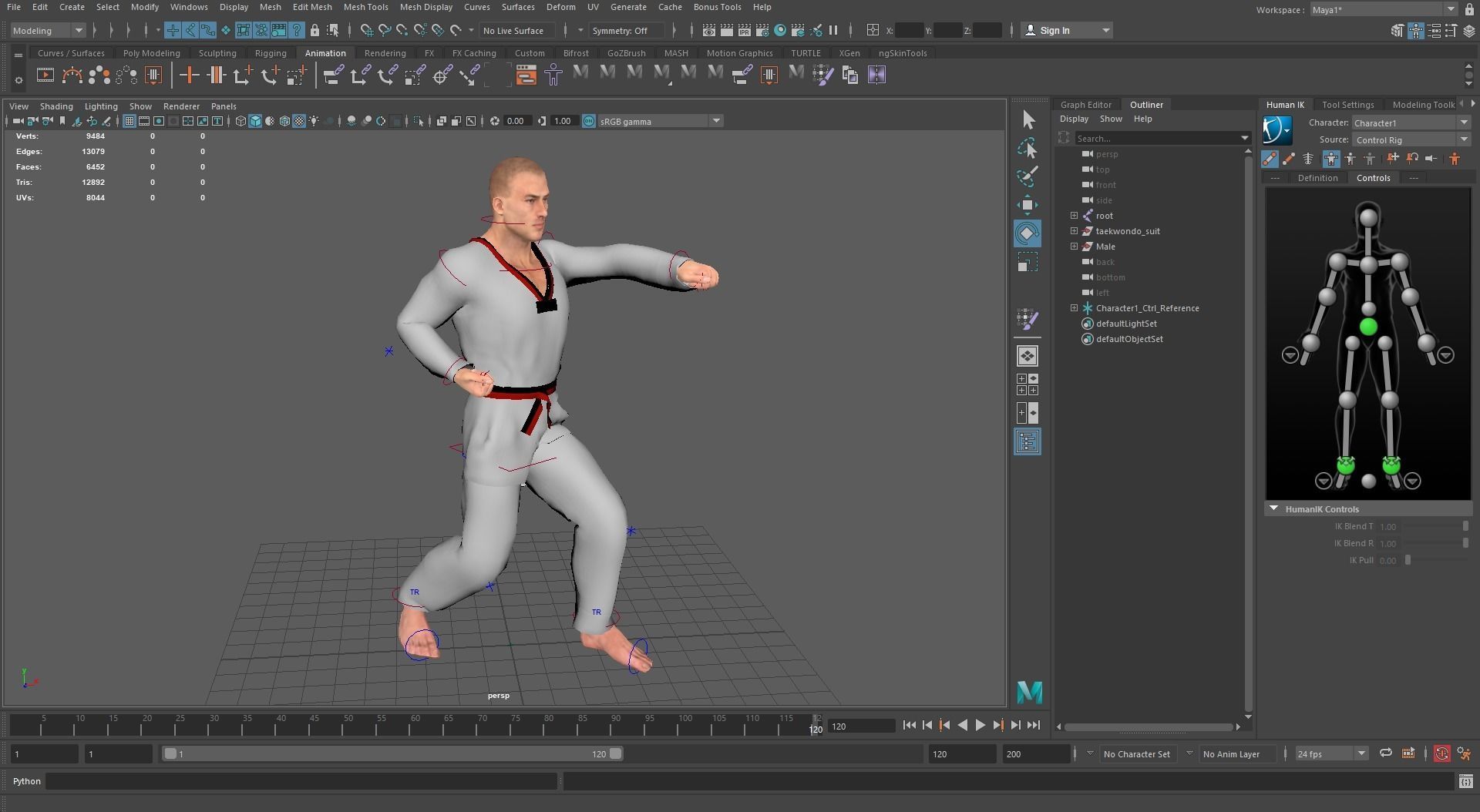 Taekwondo fighter free VR / AR / low-poly 3D model rigged | CGTrader