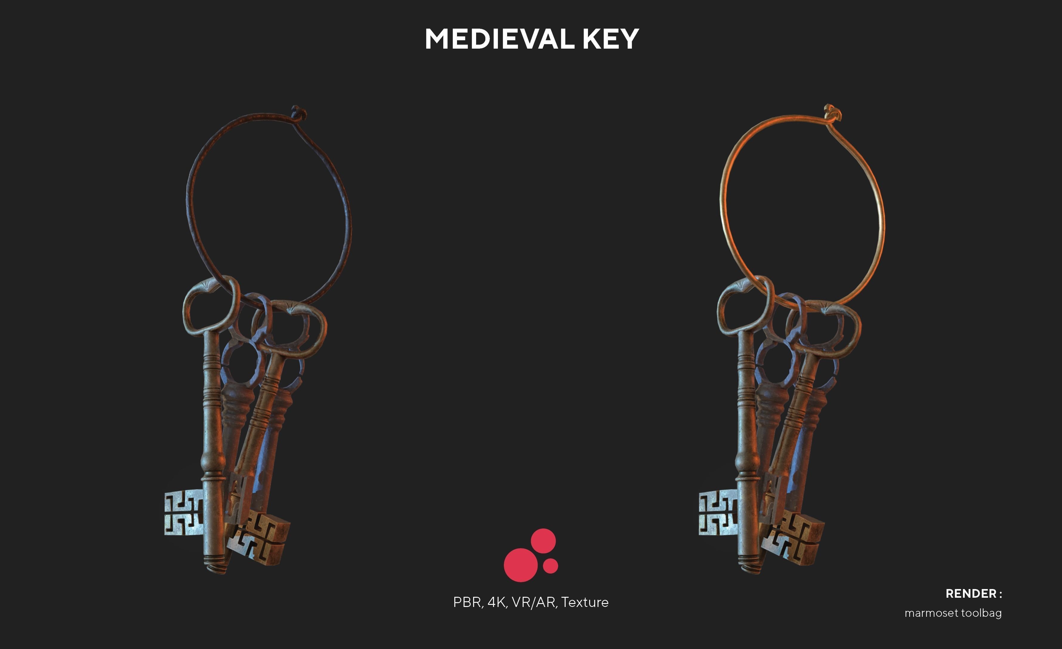 3D model Medieval Keys Set 02 AR low-poly 3D model VR / AR / low-poly ...