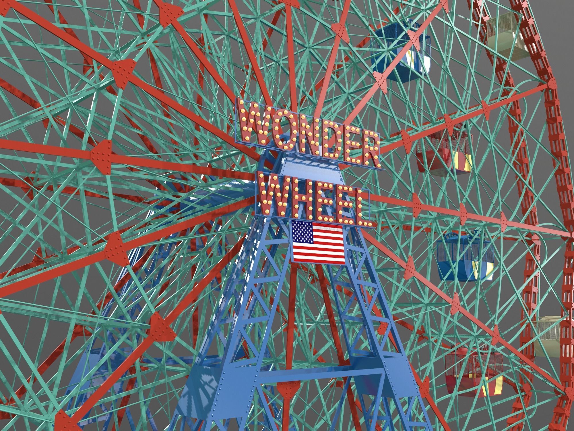 Denos Wonder Wheel Coney Island Carousel 3D model | CGTrader