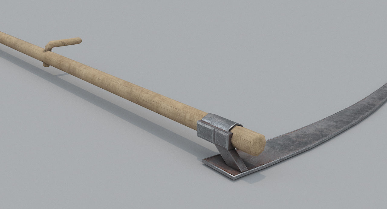 3D model Scythe PBR wooden VR / AR / low-poly | CGTrader