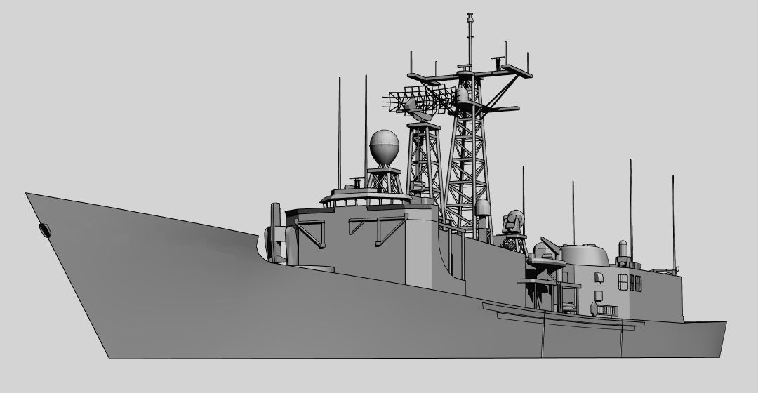 3D model FFG7 Oliver Hazard Perry class frigate VR / AR / low-poly ...