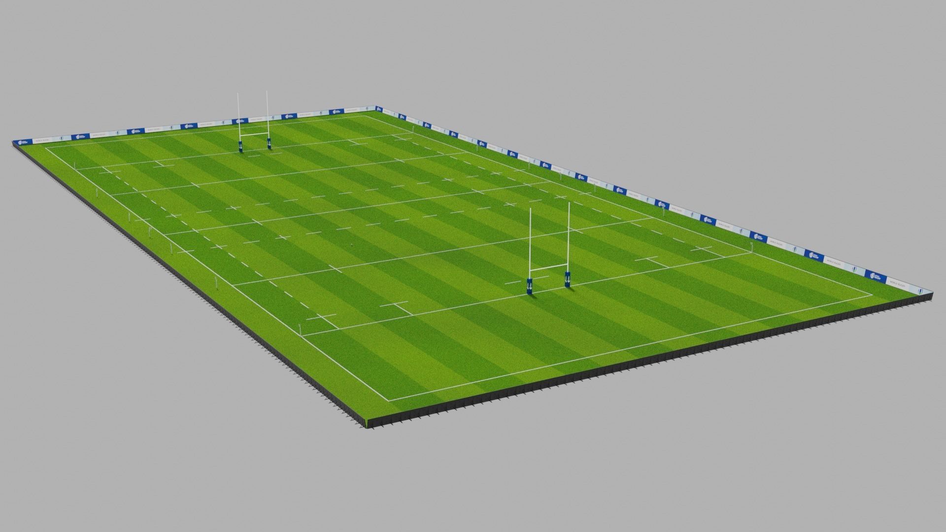 rugby field with goals 3D model | CGTrader