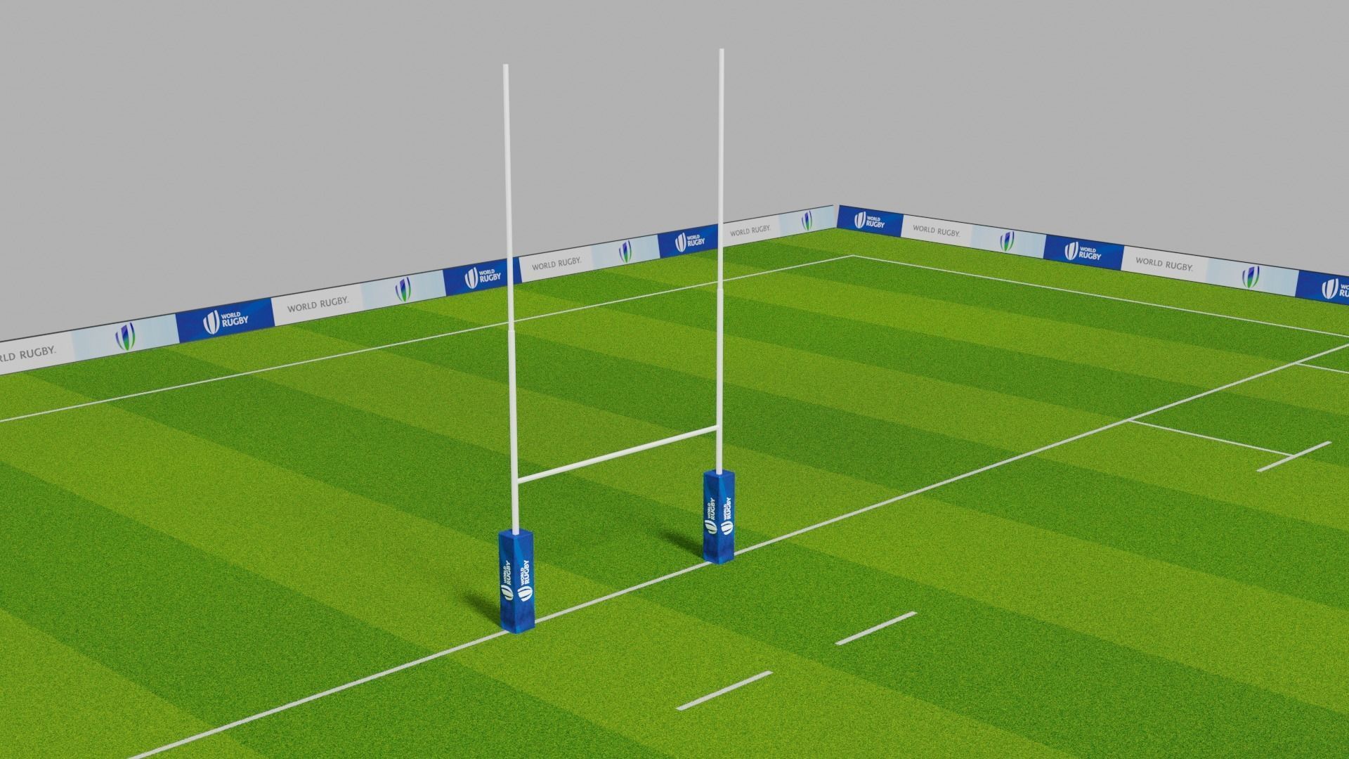 rugby field with goals 3D model | CGTrader